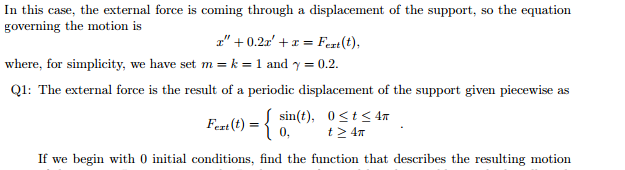 Solved of the spring. Use a Laplace transformation to solve | Chegg.com