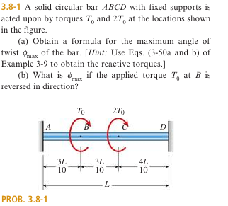 Solved A solid circular bar ABCD with fixed supports is | Chegg.com