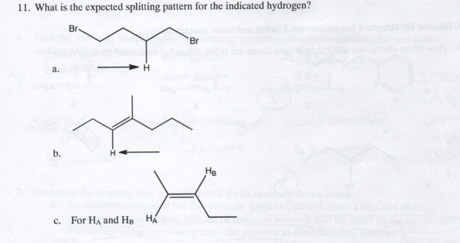 Solved 11. What is the expected splitting pattern for the | Chegg.com
