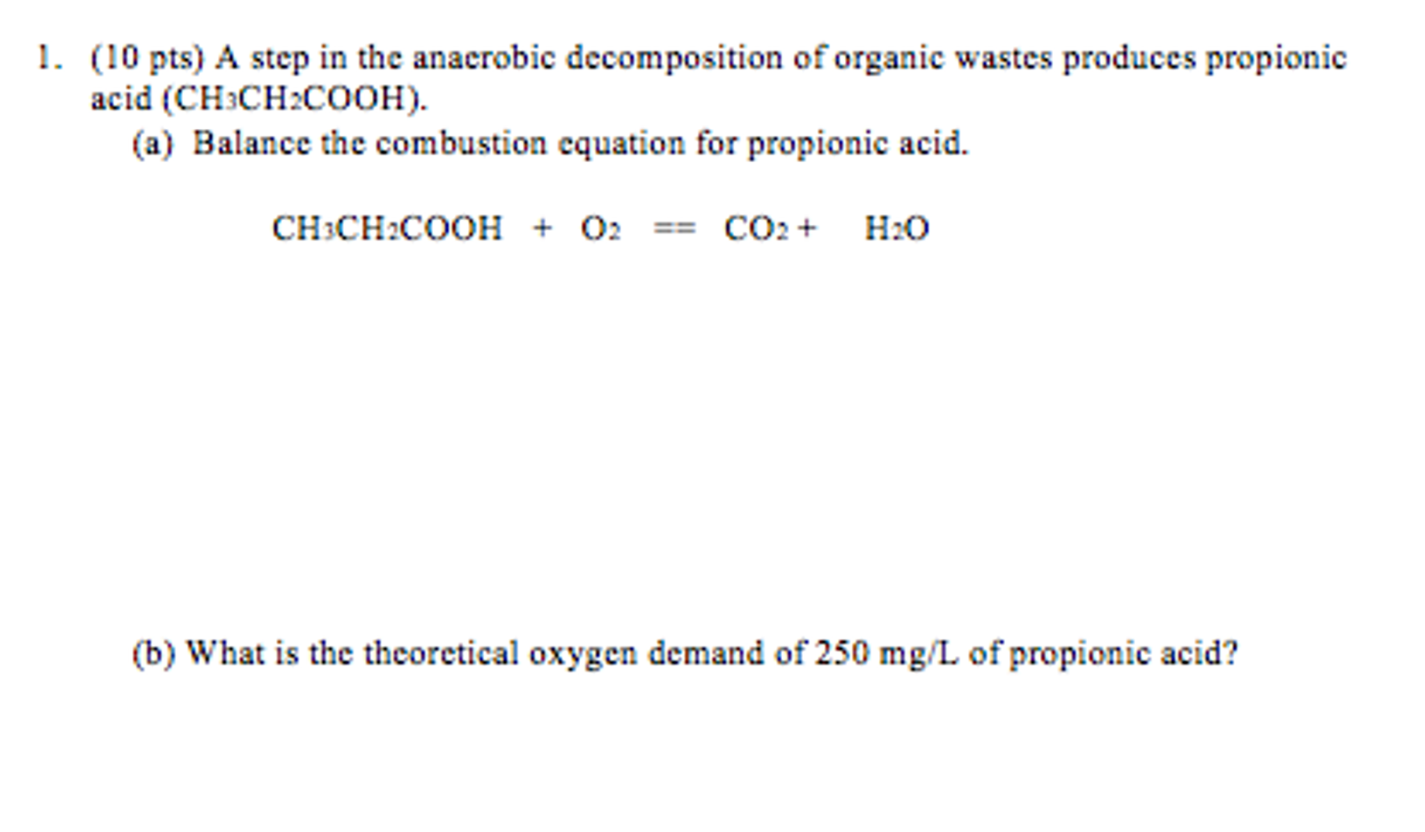 Solved A step in the anaerobic decomposition of organic | Chegg.com