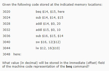 Solved Given the following code stored at the indicated | Chegg.com