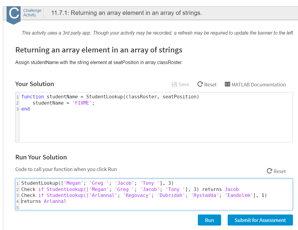 Solved Assign studentName with the string element at | Chegg.com