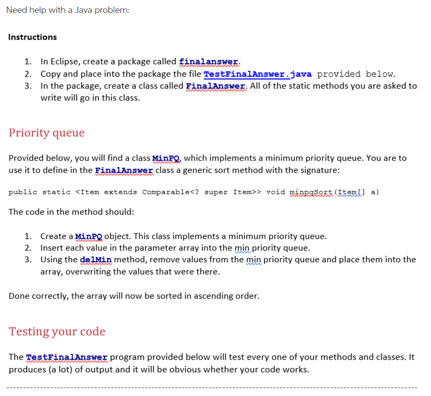 Solved Need help with a Java problem: Instructions 1. In | Chegg.com