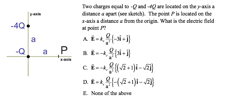 Solved Two charges equal to -Q and -4Q are located on the | Chegg.com