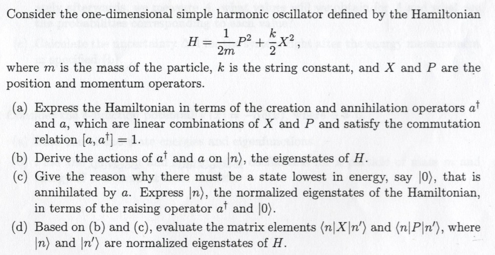 Solved Consider the one-dimensional simple harmonic | Chegg.com