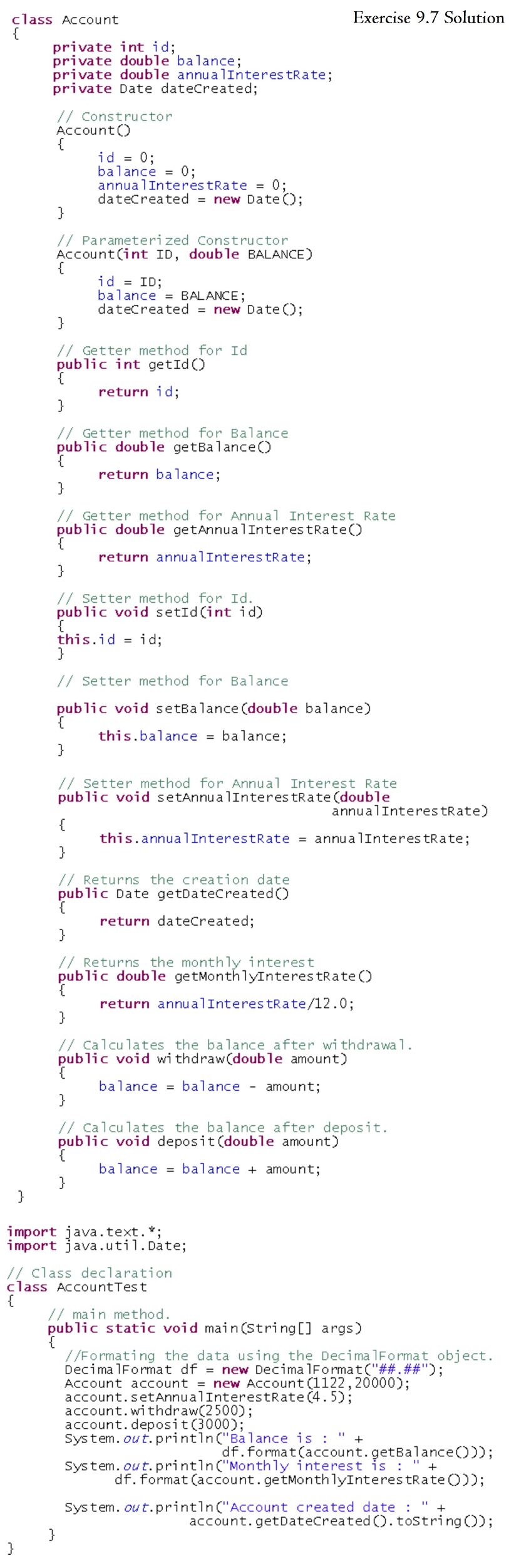 Solved II.3 (Subclasses of Account) In Programming Exercise | Chegg.com