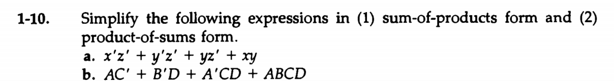Simplify the following expressions in (1) | Chegg.com