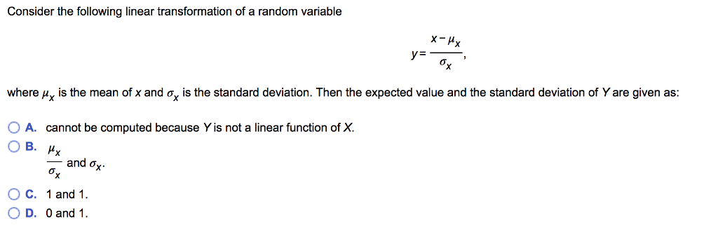 Solved Consider the following linear transformation of a | Chegg.com