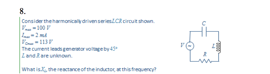Solved Consider the harmonically driven series LCR circuit | Chegg.com