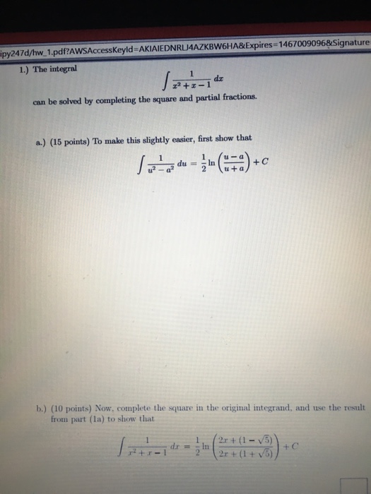 Solved The Integral Integral 1 x 2 X 1 Dx Can Be Solved Chegg