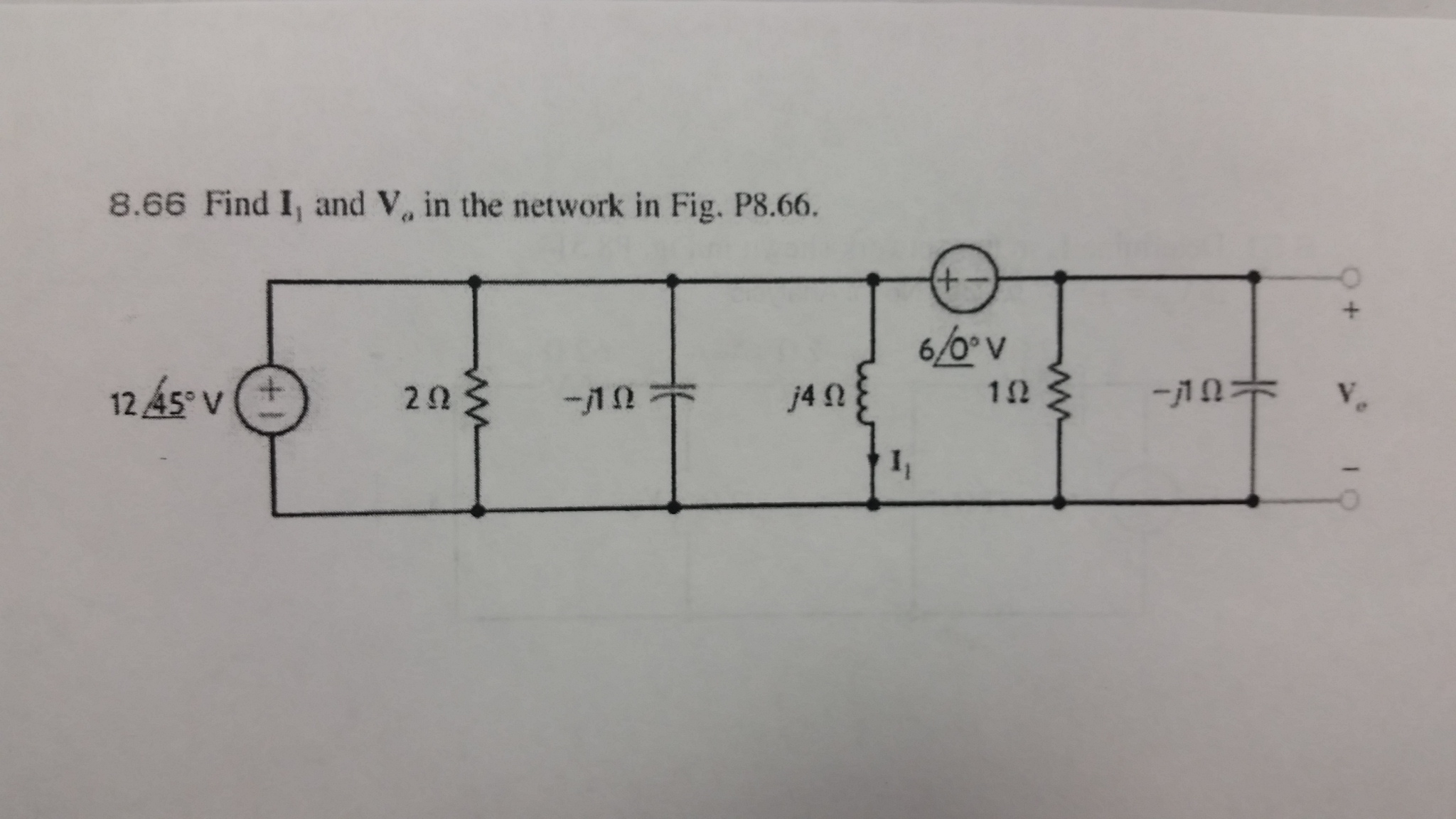 Solved Find I_1 and V_O in the network in Fig. P8.66. | Chegg.com
