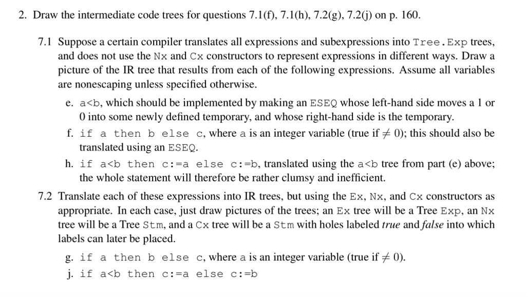 2. Draw the intermediate code trees for questions | Chegg.com