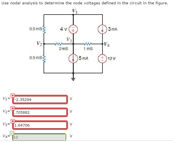 Solved Use nodal analysis to determine the node voltages | Chegg.com