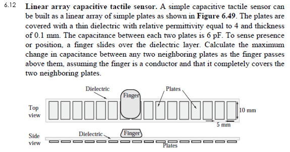Linear array capacitive tactile sensor. A simple | Chegg.com
