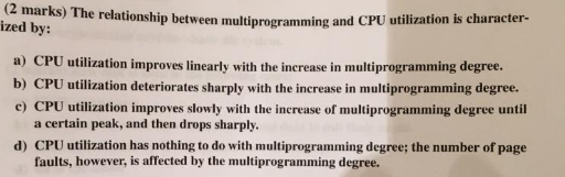 Solved The relationship between multiprogramming and CPU | Chegg.com