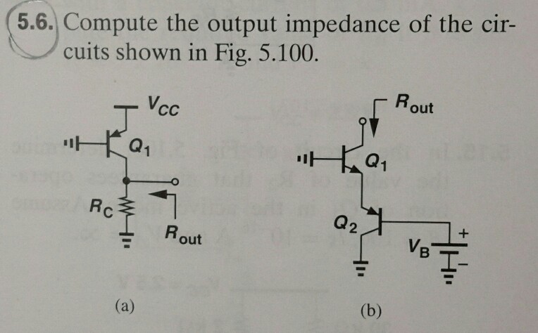 Solved 5.6. Compute the output impedance of the cir- cuits | Chegg.com
