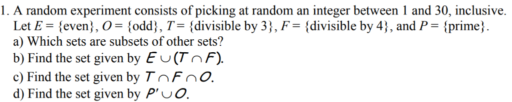 Solved A random experiment consists of picking at random an | Chegg.com