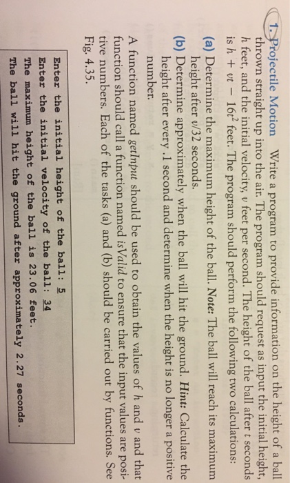 Solved Projectile Motion Write a program to provide | Chegg.com