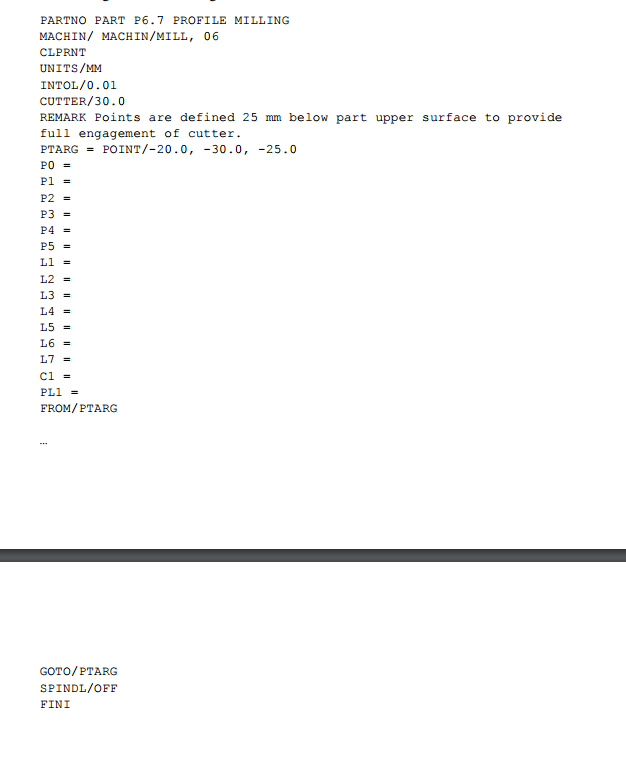 Solved 3 40 Nc Part Programming In Apt Write The 