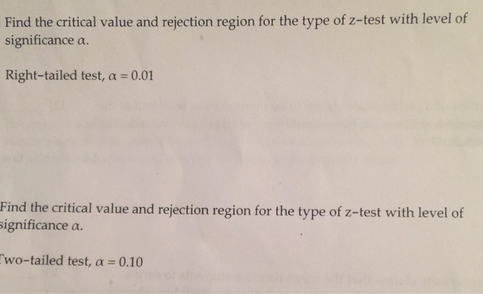 Solved Find the critical value and rejection region for the | Chegg.com