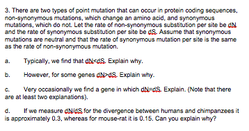 Solved There are two types of point mutation that can occur | Chegg.com