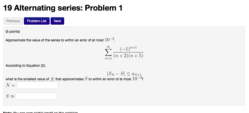 Solved 19 Alternating series: Problem 1 Previous Problem | Chegg.com