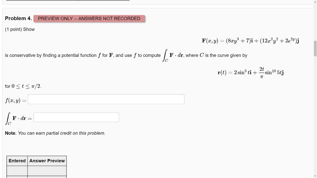 Solved Problem 4. PREVIEW ONLY -ANSWERS NOT RECORDED (1 | Chegg.com