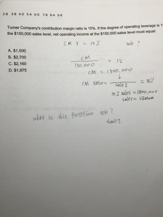 Solved Turner Company's contribution margin ratio is 15%. If | Chegg.com