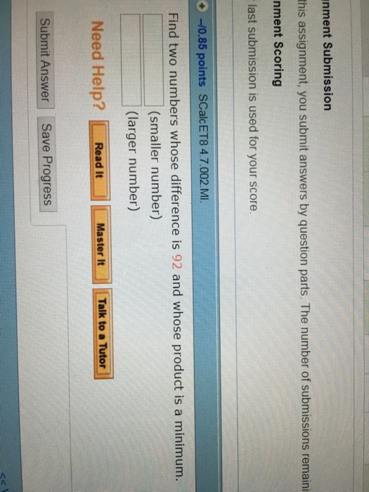 Solved Find Two Numbers Whose Difference Is 92 And Whose 