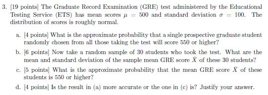 Solved The Graduate Record Examination (GRE) test | Chegg.com