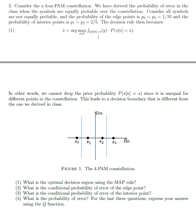 3. Consider the a four-PAM constellation. We have | Chegg.com