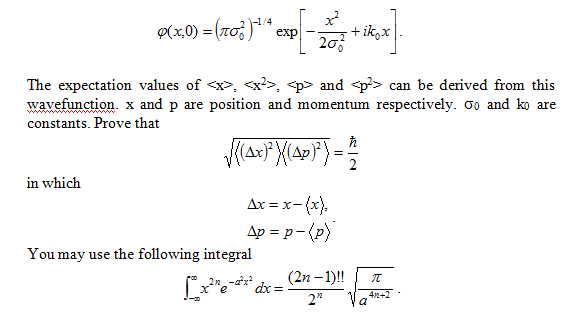 Solved In one-dimensional free space, the wavefunction at t | Chegg.com