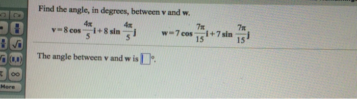 Solved find the angle, in degrees, between v and wThe angle | Chegg.com