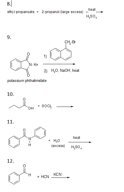 Solved heat ethyl propanoate 2-propanol (large excess) H,SO | Chegg.com