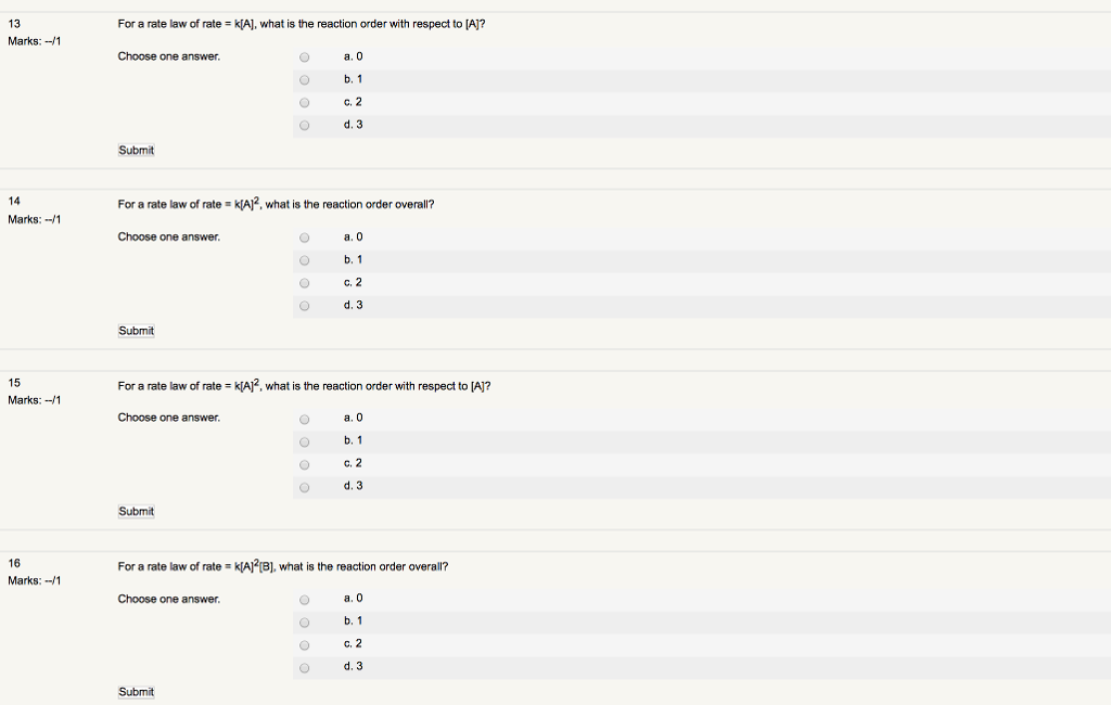 Solved 13 For a rate law of rate k[A], what is the reaction | Chegg.com