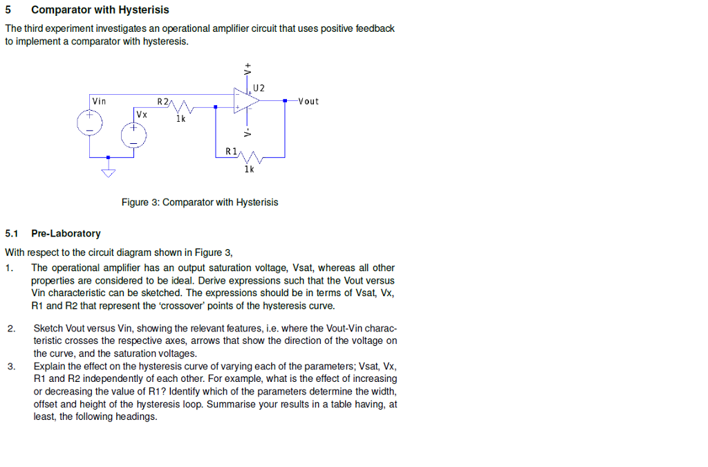 Solved Comparator with Hysterisis The third experiment | Chegg.com