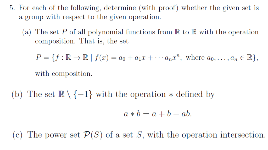 Solved 5. For each of the following, determine (with proof) | Chegg.com