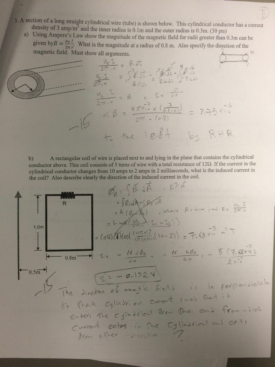 Solved A section of a long straight cylindrical wire (tube) | Chegg.com