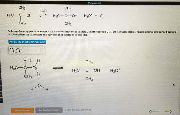 Solved 2-chloro-2-methylpropane reacts with water in three | Chegg.com