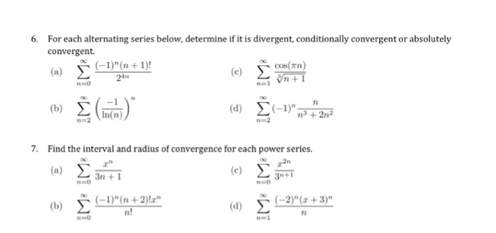 Solved For each alternating series below. determine if it is | Chegg.com