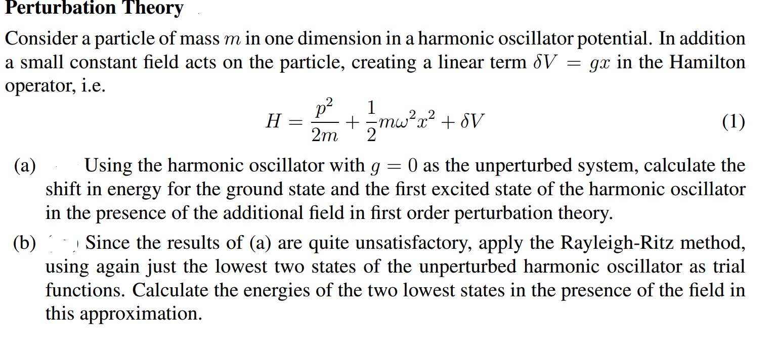Perturbation Theory Consider a particle of mass m in | Chegg.com