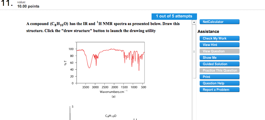 Solved A compound (C8H10O) has the IR and 1H NMR spectra as | Chegg.com