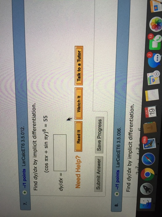 Solved Find dy/dx by implicit differentiation. (cos pix + | Chegg.com Solved Find dy/dx by implicit differentiation. (cos pix + | Chegg.com