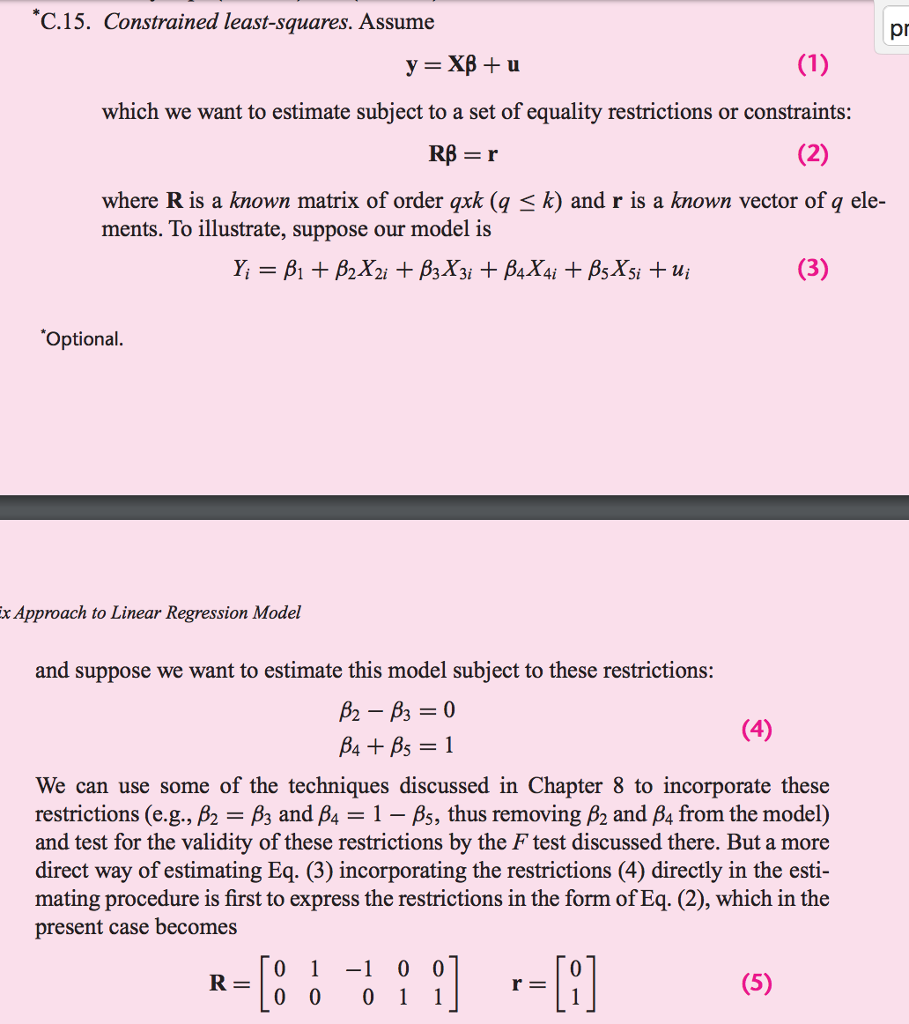 4k C 15 Constrained Least Squares Assume Pr Which