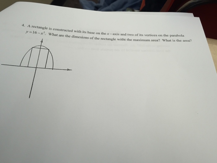 Solved A rectangle is constructed with its base on the | Chegg.com