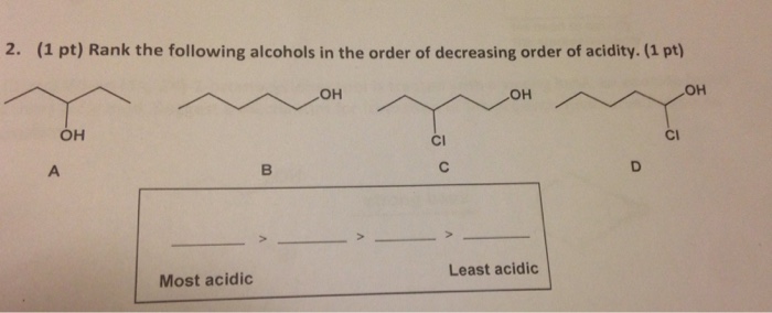 Solved Rank the following alcohols in the order of | Chegg.com Solved Rank the following alcohols in the order of | Chegg.com
