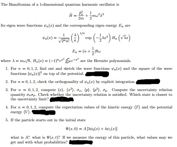 Solved The Hamiltonian of a 1-dimensional quantum harmonic | Chegg.com
