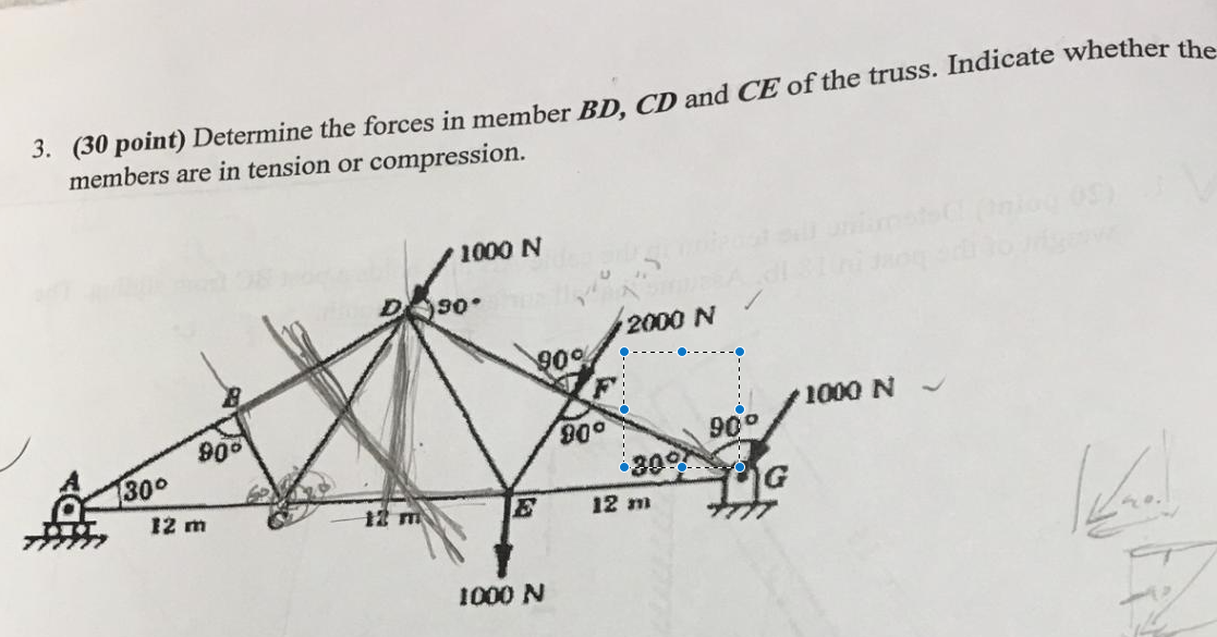 Solved Determine The Forces In Member Bd Cd And Ce Of The
