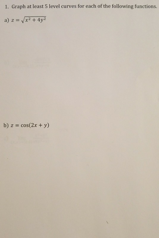 Solved 1. Graph at least 5 level curves for each of the | Chegg.com
