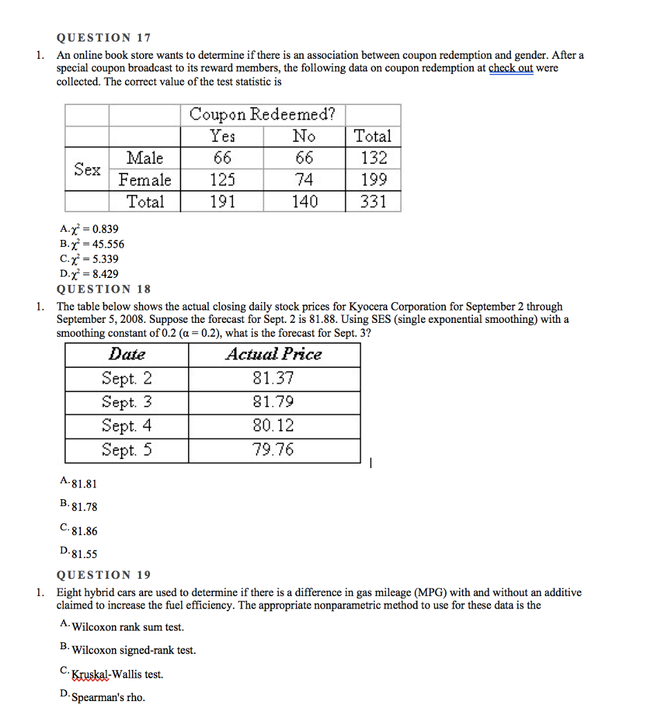 Solved Question 17 An Online Book Store Wants To Determine